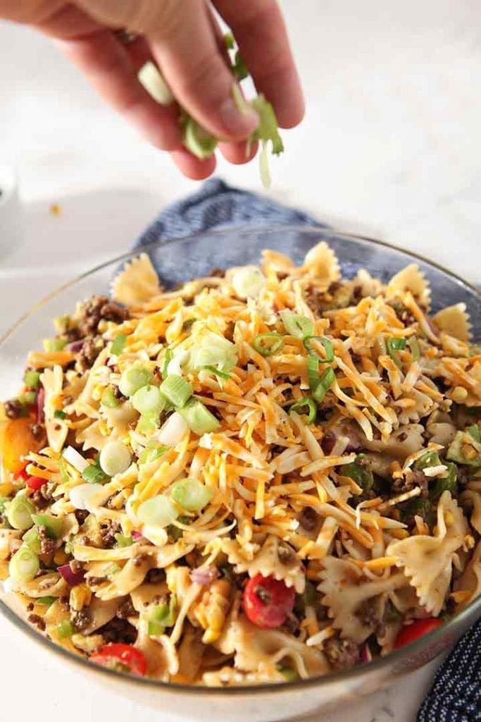 Super Easy and Flavorful Beef Taco Pasta Salad