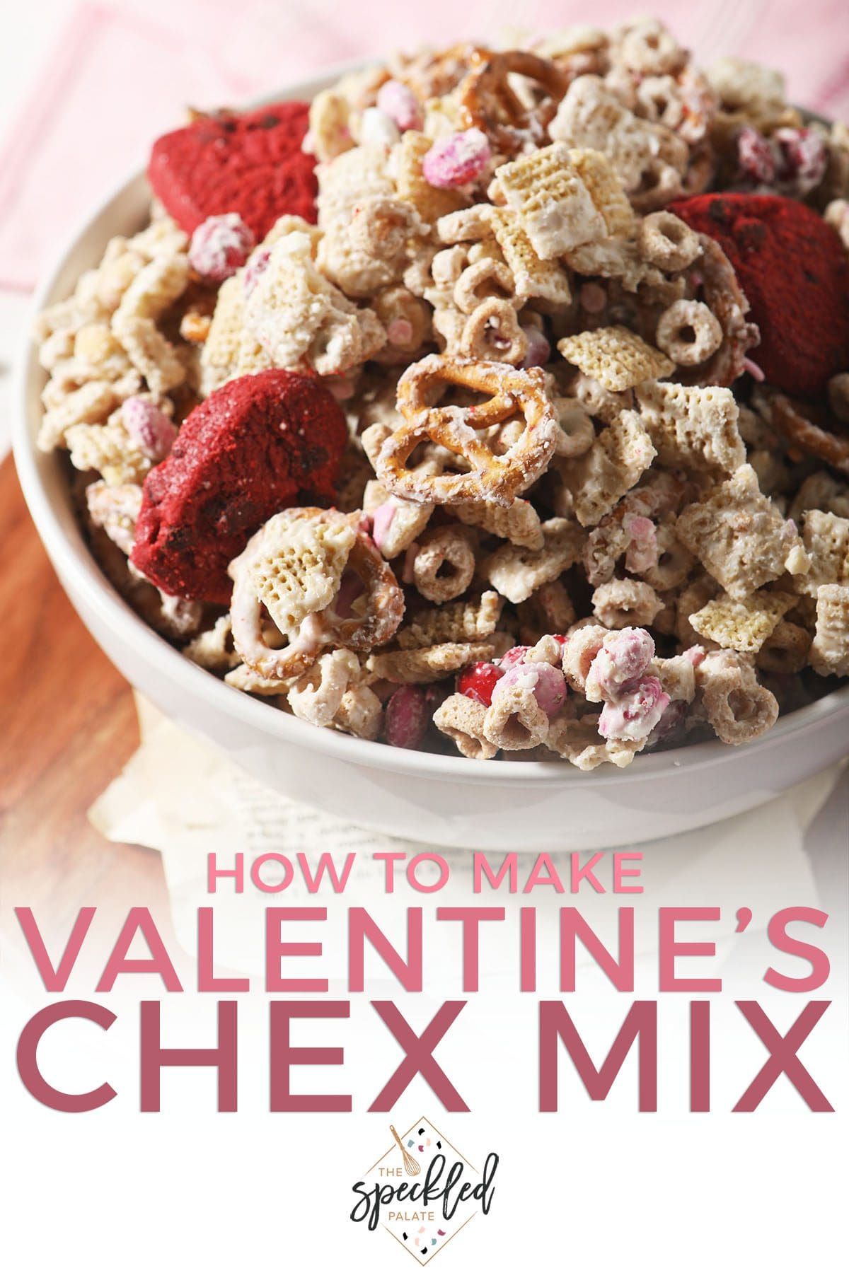 Valentine's Day White Chocolate Chex Mix (Cupid Crunch Snack Mix)
