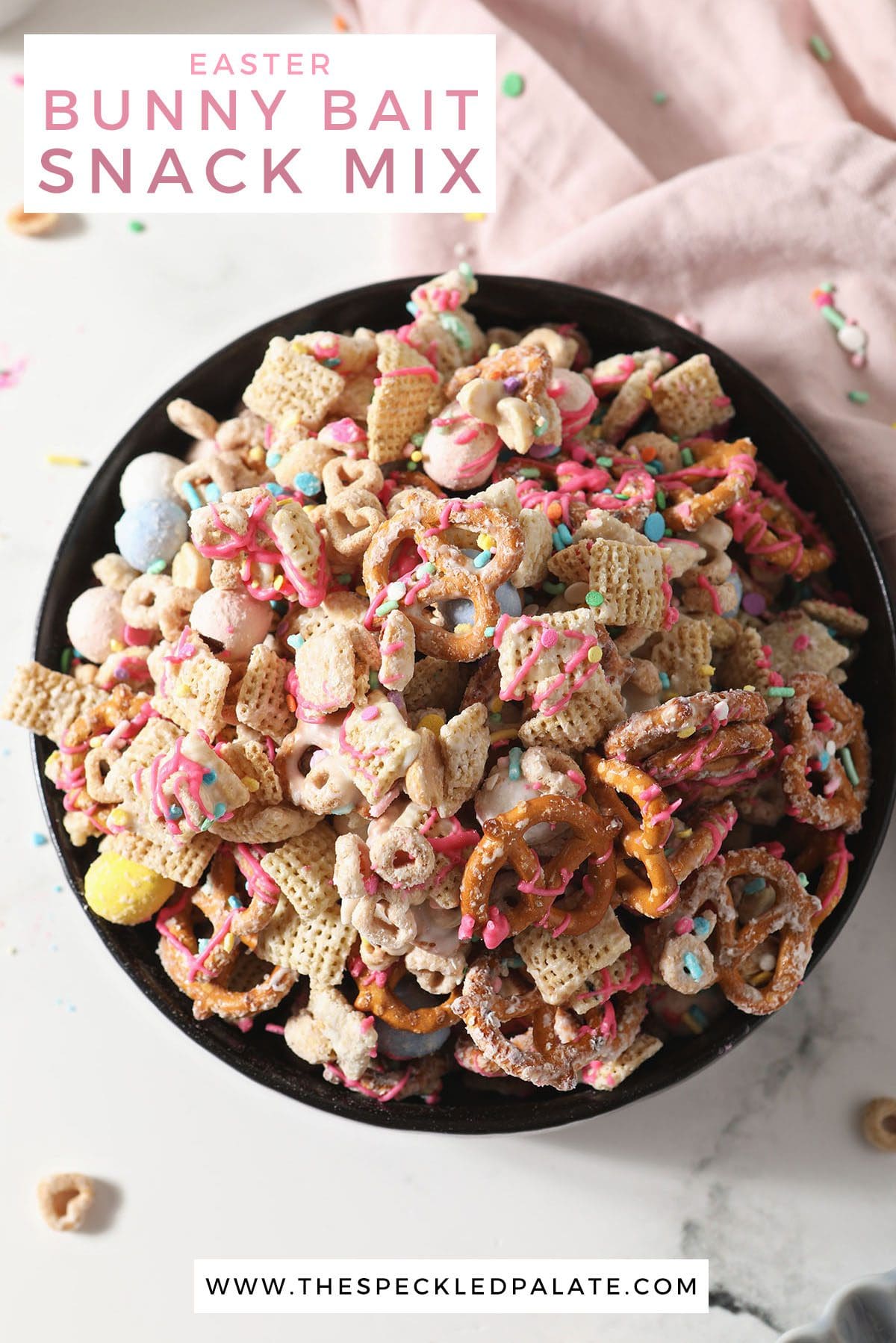 How to make Bunny Bait Easter Snack Mix - The Speckled Palate